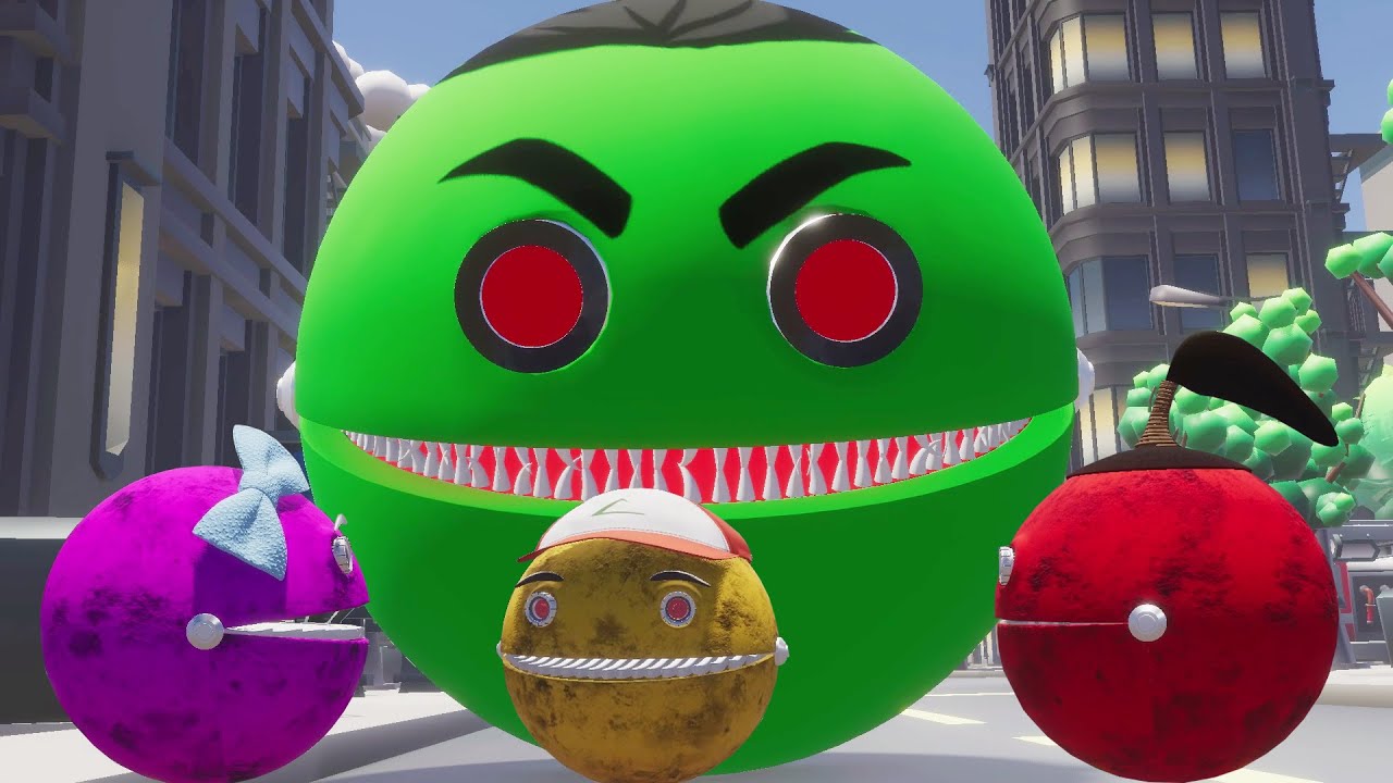 PACMAN SAMURAI & PACMAN HULK VS MONSTER PACMAN & CAT CARTOON FIGHTING ...