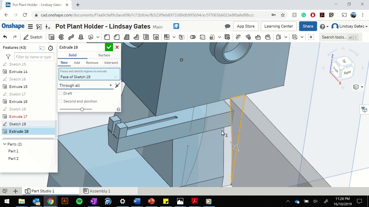 Pot Plant Holder OnShape Video Tutorial 9 - YouTube