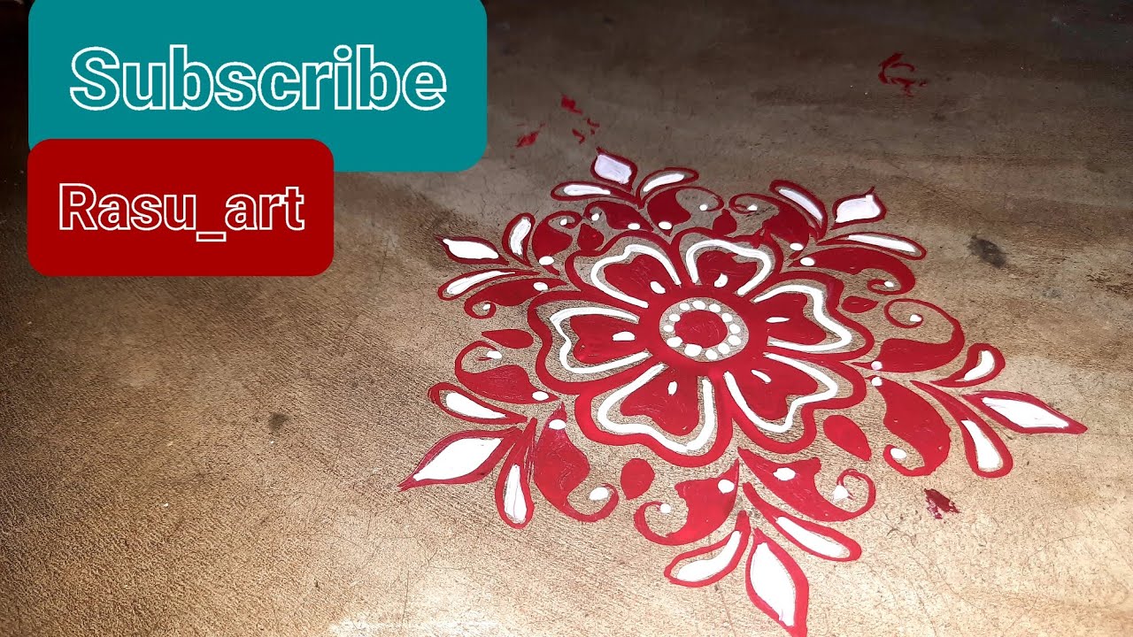 Easy alpona with red and white fabric. - YouTube