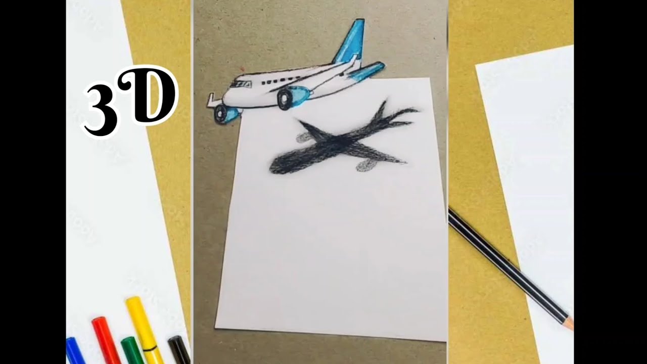 Airplane How to draw step by step easy Airplane 3D drawing #airplane # ...