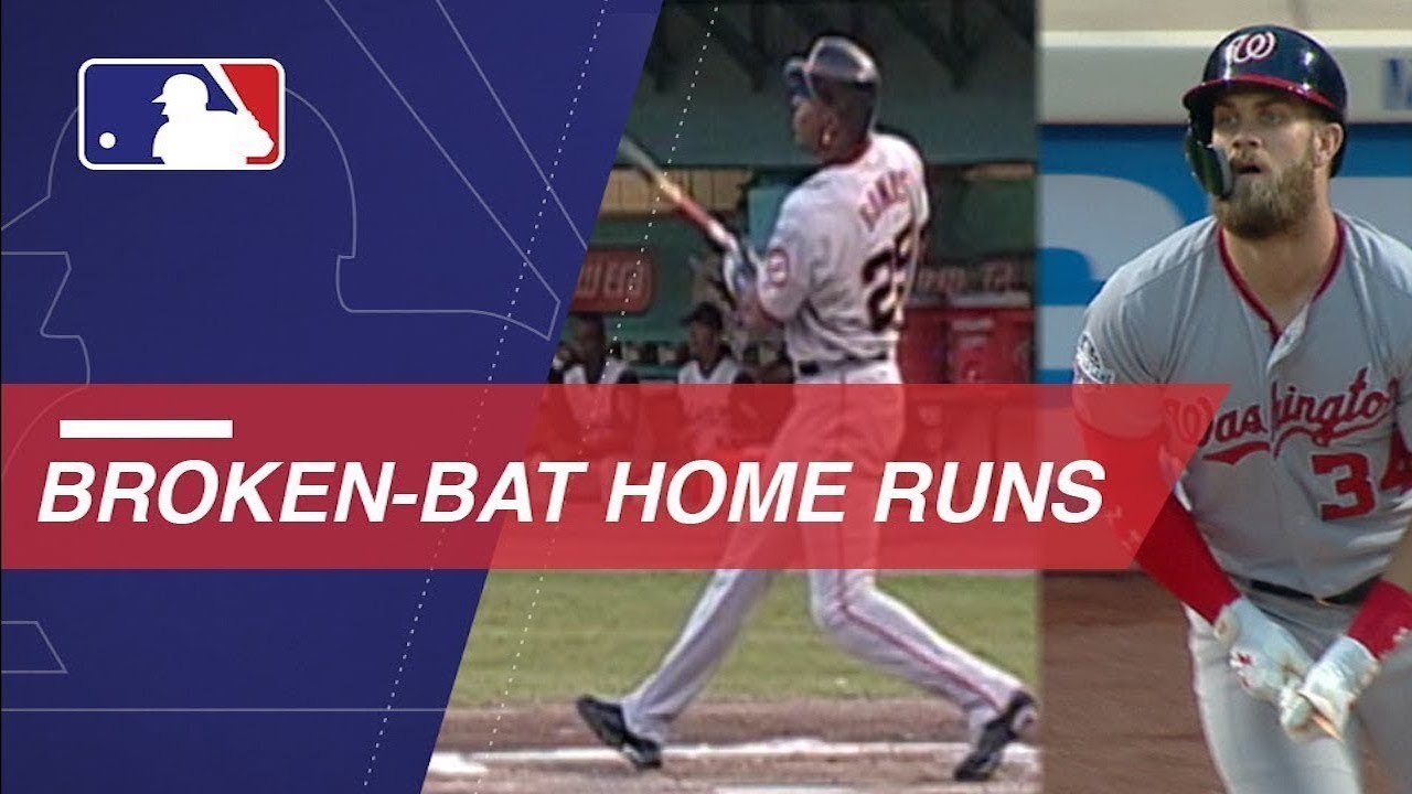 Harper becomes latest to hit broken-bat home run - YouTube