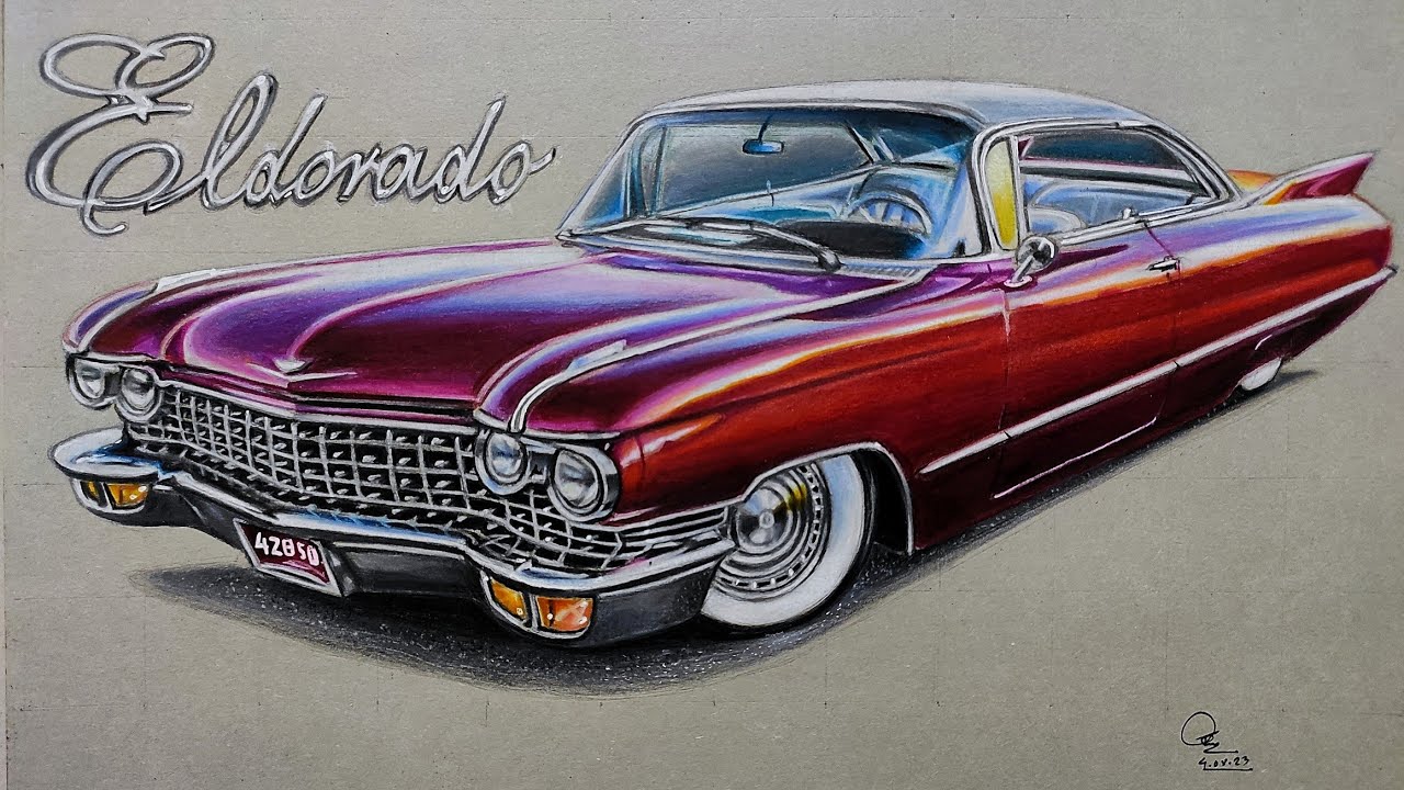 1959 Cadillac Eldorado :Realistic Drawing : Timelapse video - YouTube