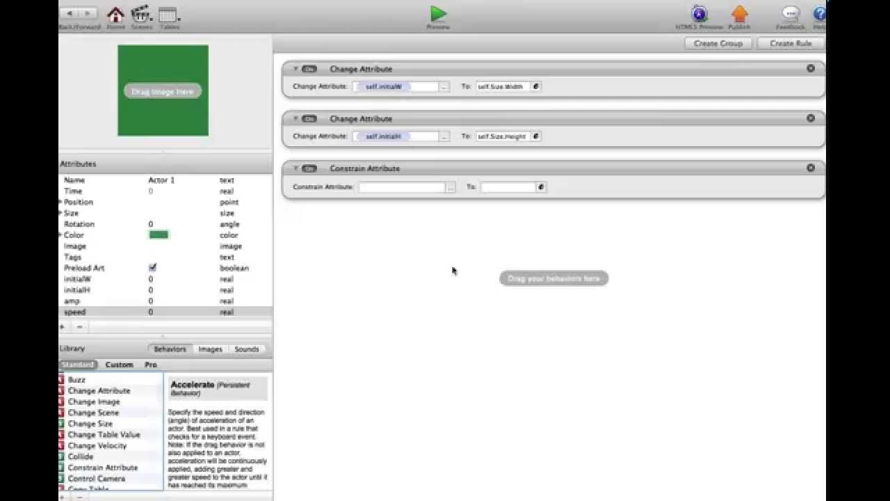 GameSalad (Mac) : Continuously changing the size of an actor - YouTube
