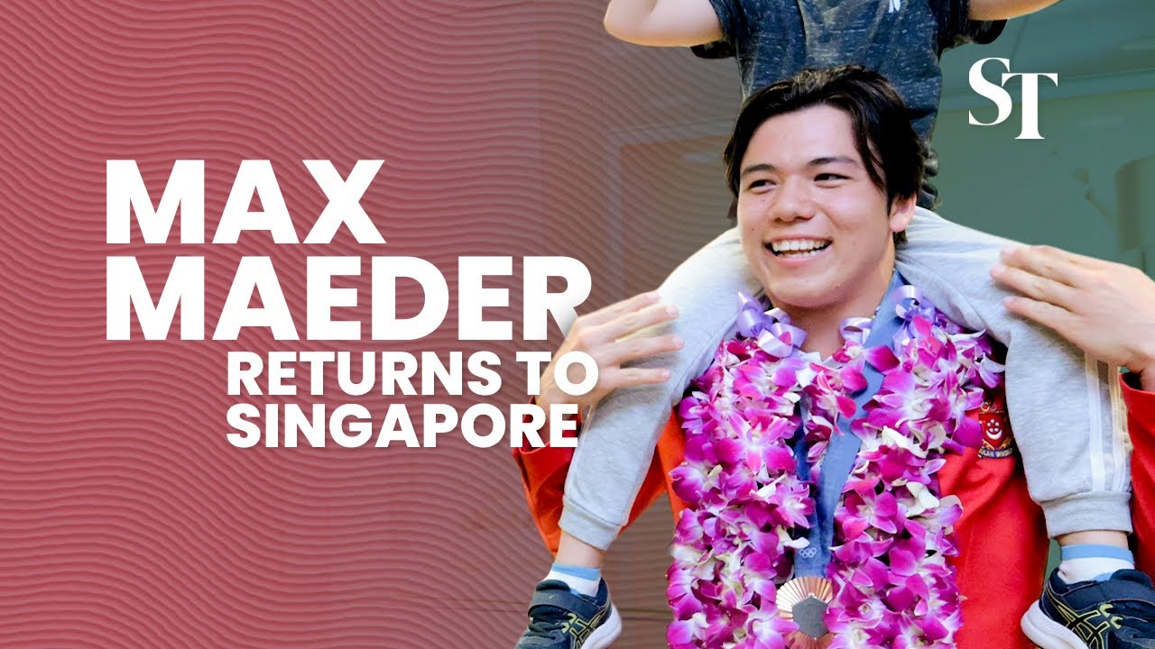 Hero’s welcome for Olympic medallist Max Maeder’s return to Singapore - YouTube