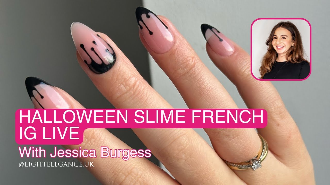 TUTORIAL Halloween Slime French Nail Art - Live with Jessica Burgess ...