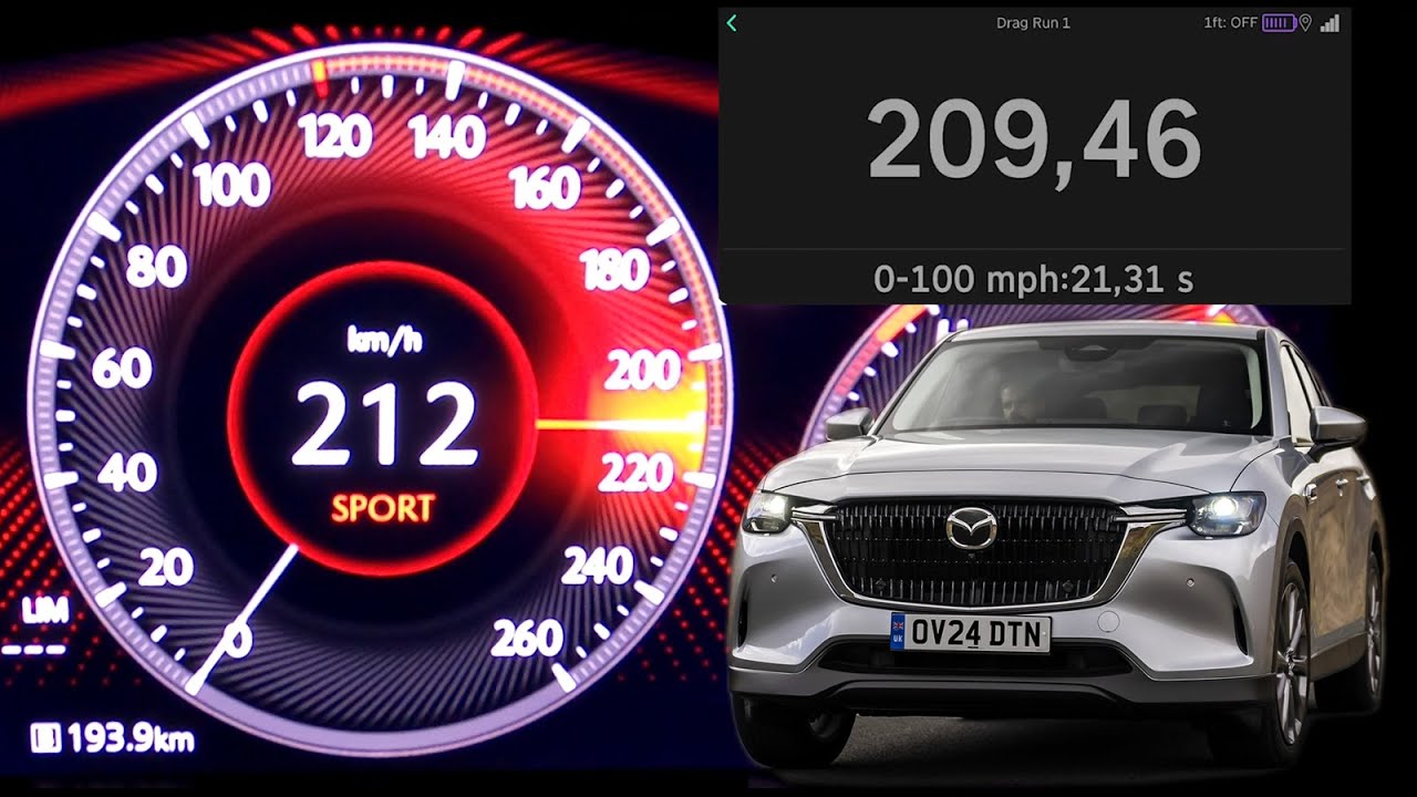 Mazda CX-60 3.3l diesel RWD acceleration 0-60 mph 0-100 km/h 100-200 ...