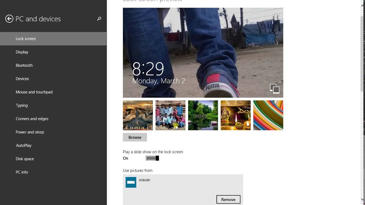 how to create slide show on lock screen in windows 8.1 telugu by list ...