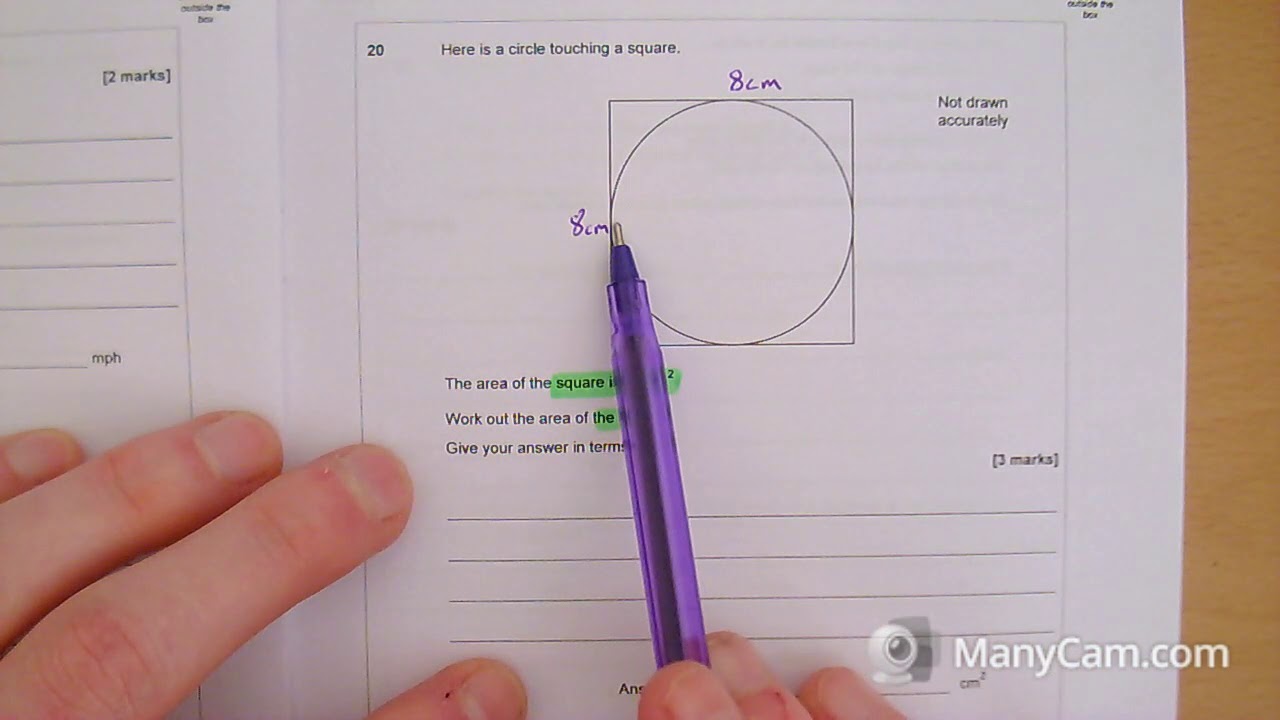 Q20 Area of a circle problem - YouTube