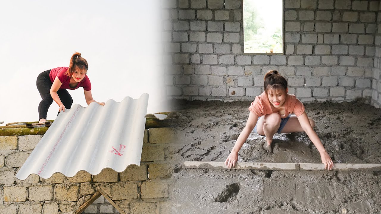 Girl Built Her Own House With Cement & Concrete Bricks - Completed ...