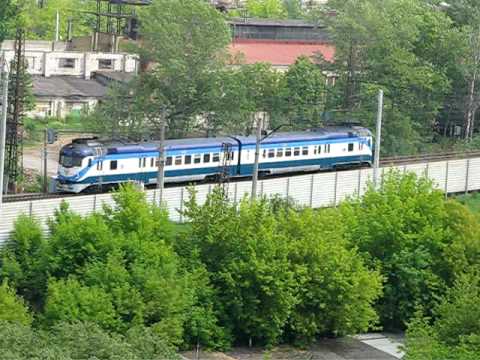 DMU D1 is leaving Hovrino station, Moscow - St. Petersburg line (Moscow ...