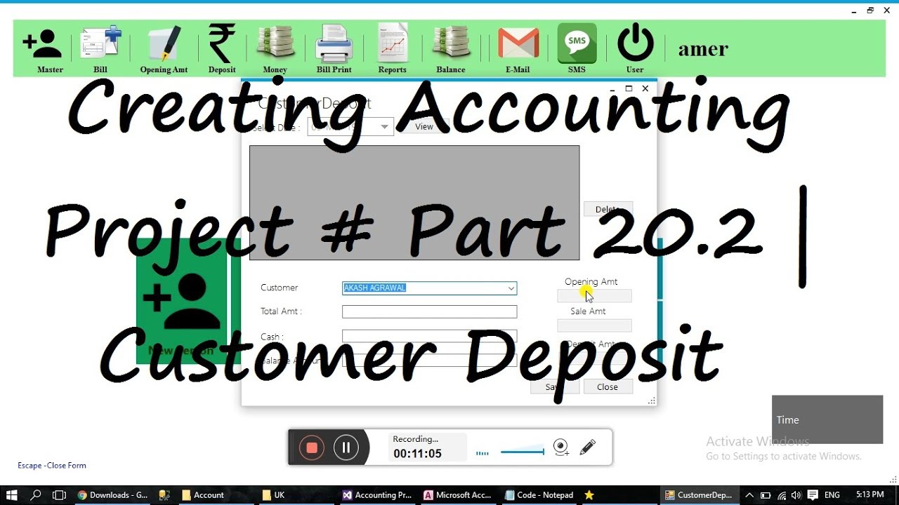 Creating Accounting Project : Part 20.2 |Customer Deposit - YouTube