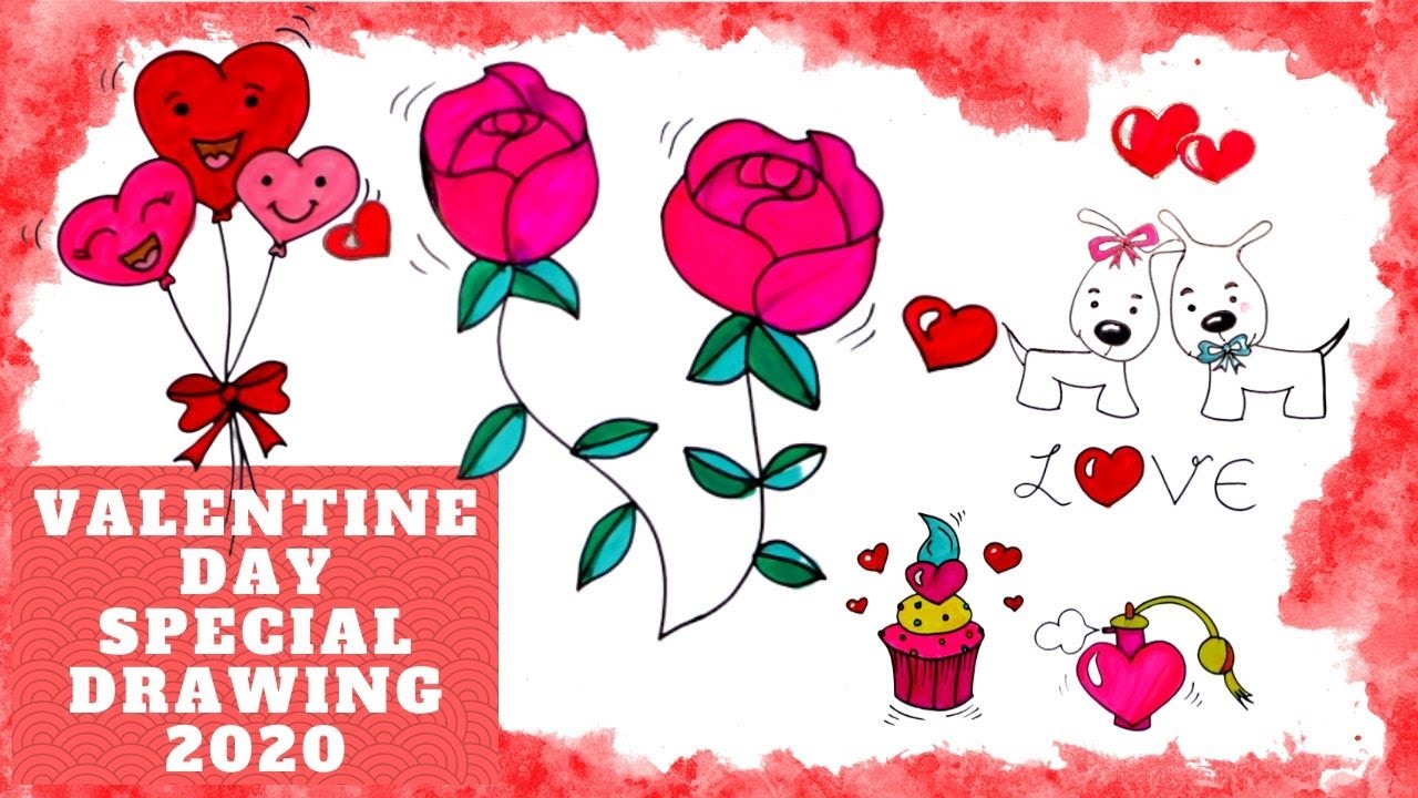 5 Cute Drawings for Valentine Day 2020 | VALENTINE DAY SPECIAL - YouTube