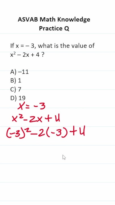 ASVAB/PiCAT Math Knowledge Practice Test Q: Evaluating Expressions # ...