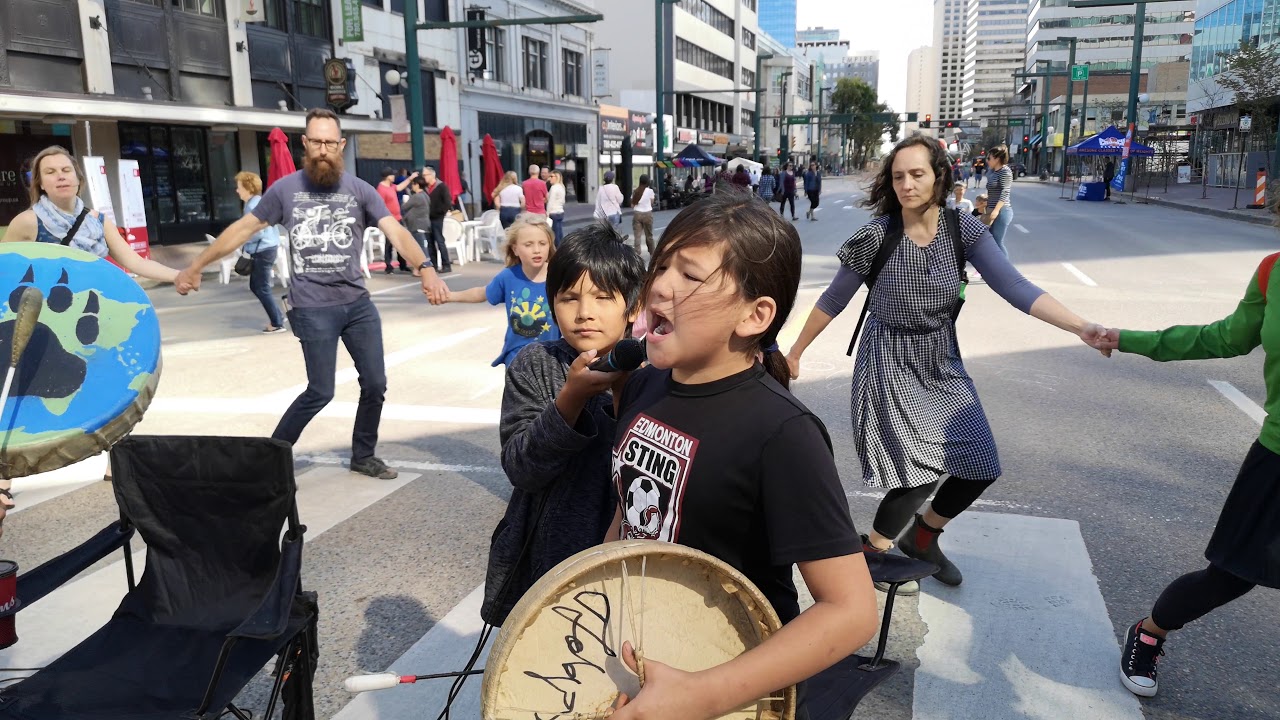 CHUBBY CREE ROUND DANCE, OPEN STREETS YEG festival 2019 - YouTube