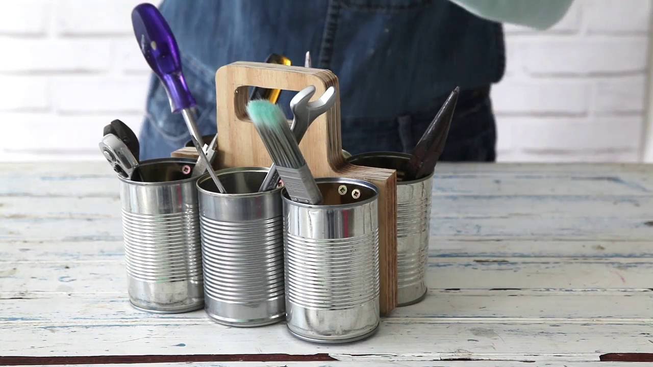 Tin can tool caddy - YouTube