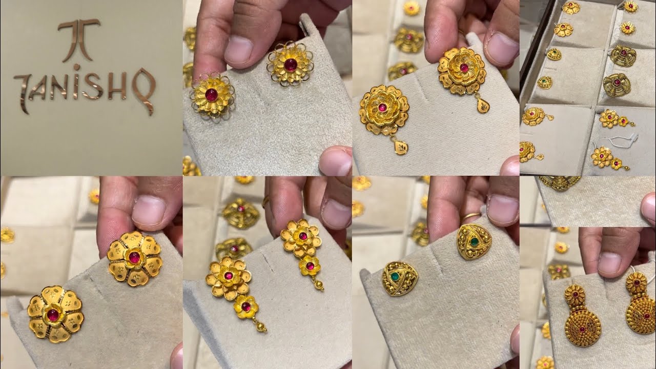 Tanishq lightweight gold pasha earrings designs with price and weight ...