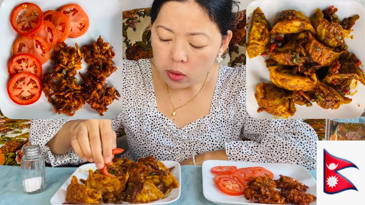 Nepali Mukbang, Homemade Pork Chili Mo:Mo with Pakauda/piyaji # ...