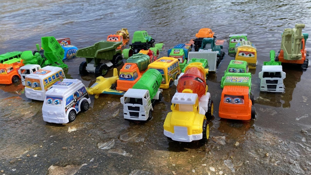 Various types of car picking activities along the banks of flowing ...