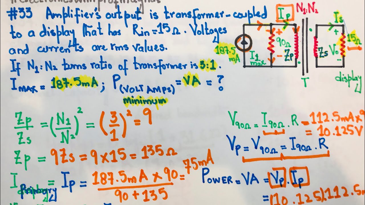 #33 FE-PE Exam Prep | Calculating minimum Power (VA) of a Transformer ...