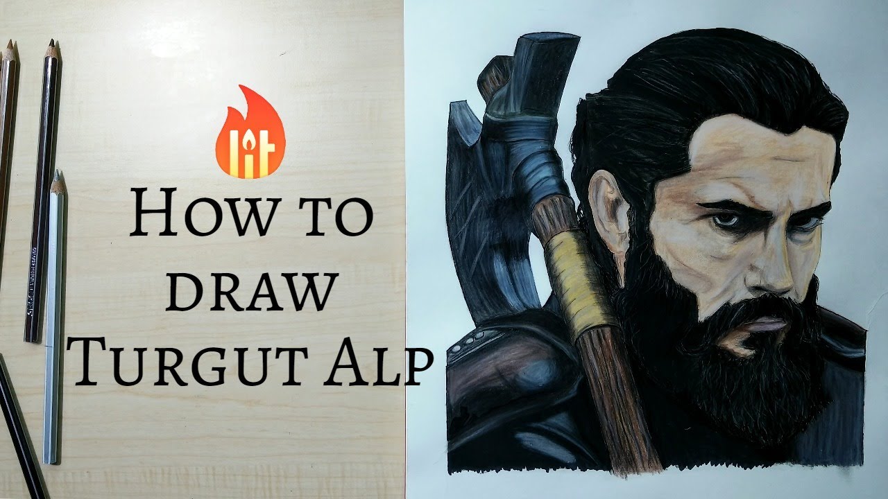 Turgut Alp/Cengiz Coskun Drawing | Sketch Of Noor Gul | Ertugrul ghazi ...