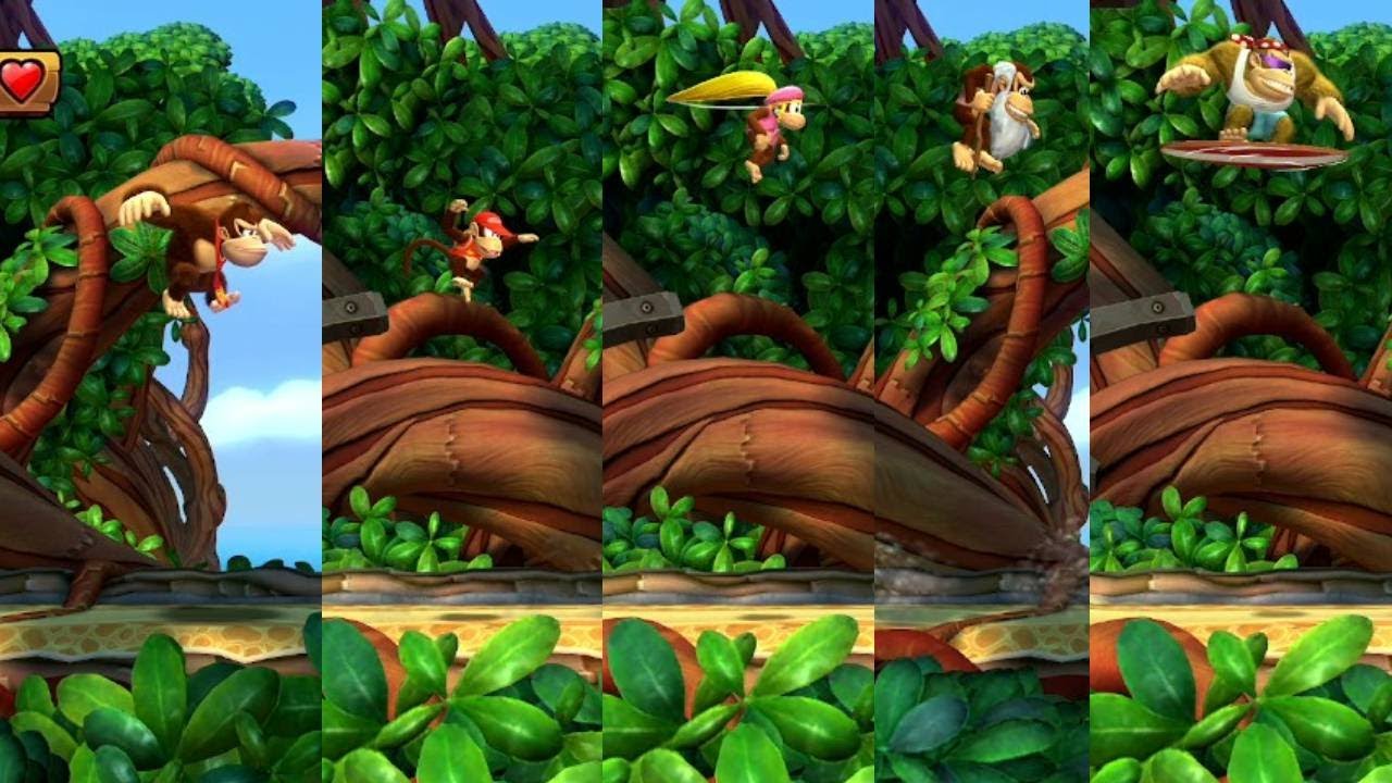 Donkey Kong Country: Tropical Freeze - All Characters Jumping ...