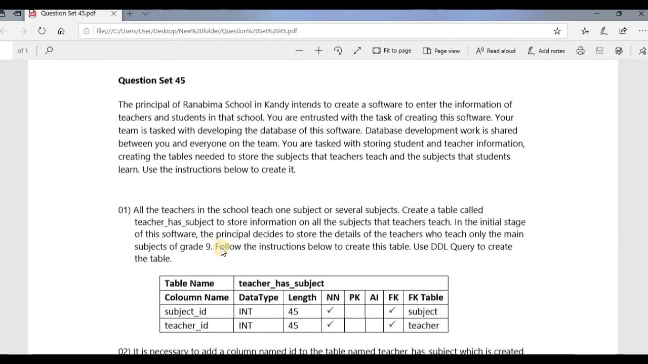 Data Base Task 45 Create A Table With Foreign Key Using Ddl Query 1st Year Java Institute 6800