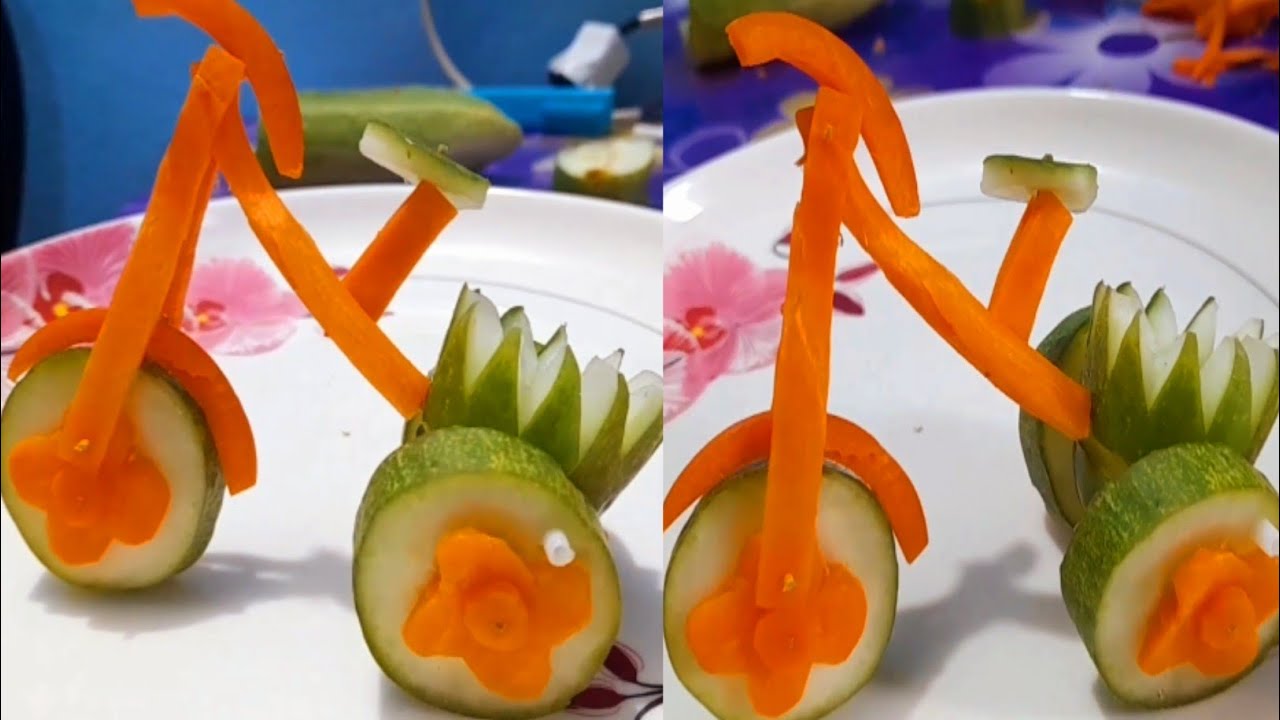 Carrots 🥕 And Cocumber 🥒 Carving Cycle 🚲 | Vegetables Carving Cycle 🚲 ...