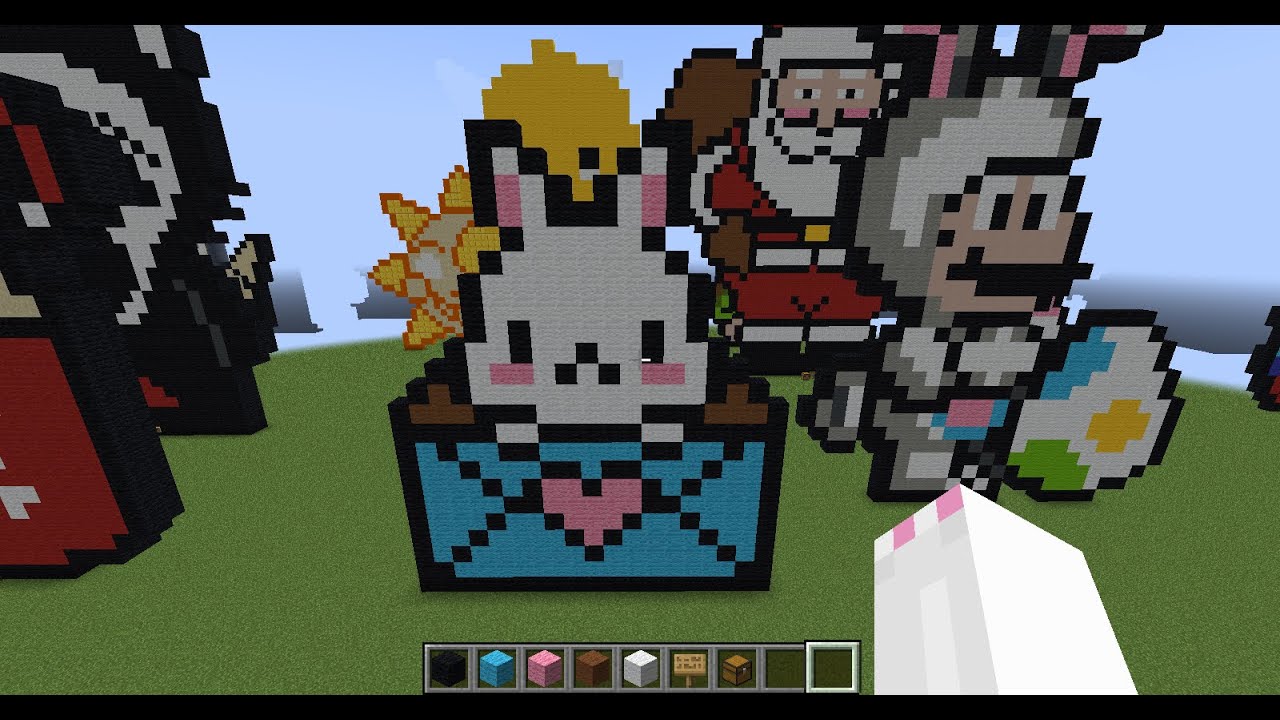 minecraft easter bunny letter pixel art 530 subs!!! - YouTube