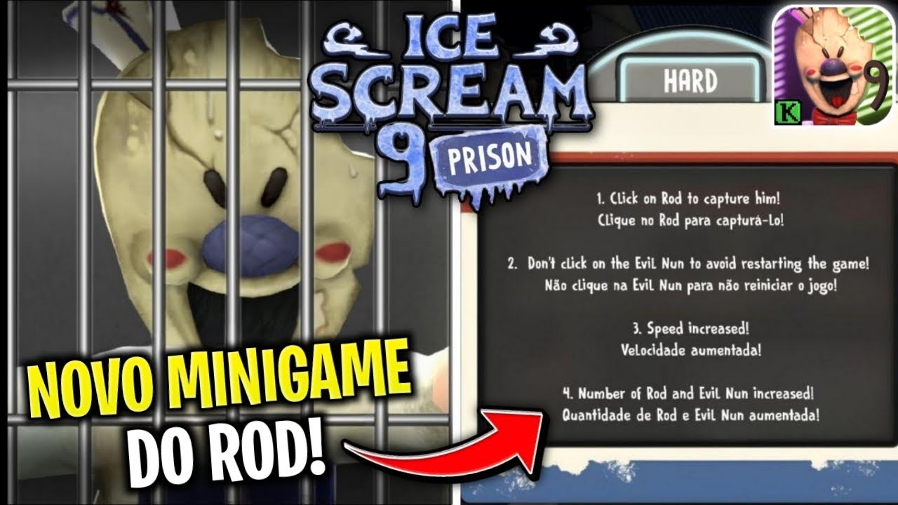 NOVA ATUALIZAÇÃO, NOVO MINIGAME DO ROD!! - Ice Scream 9 Prison (Fangame ...