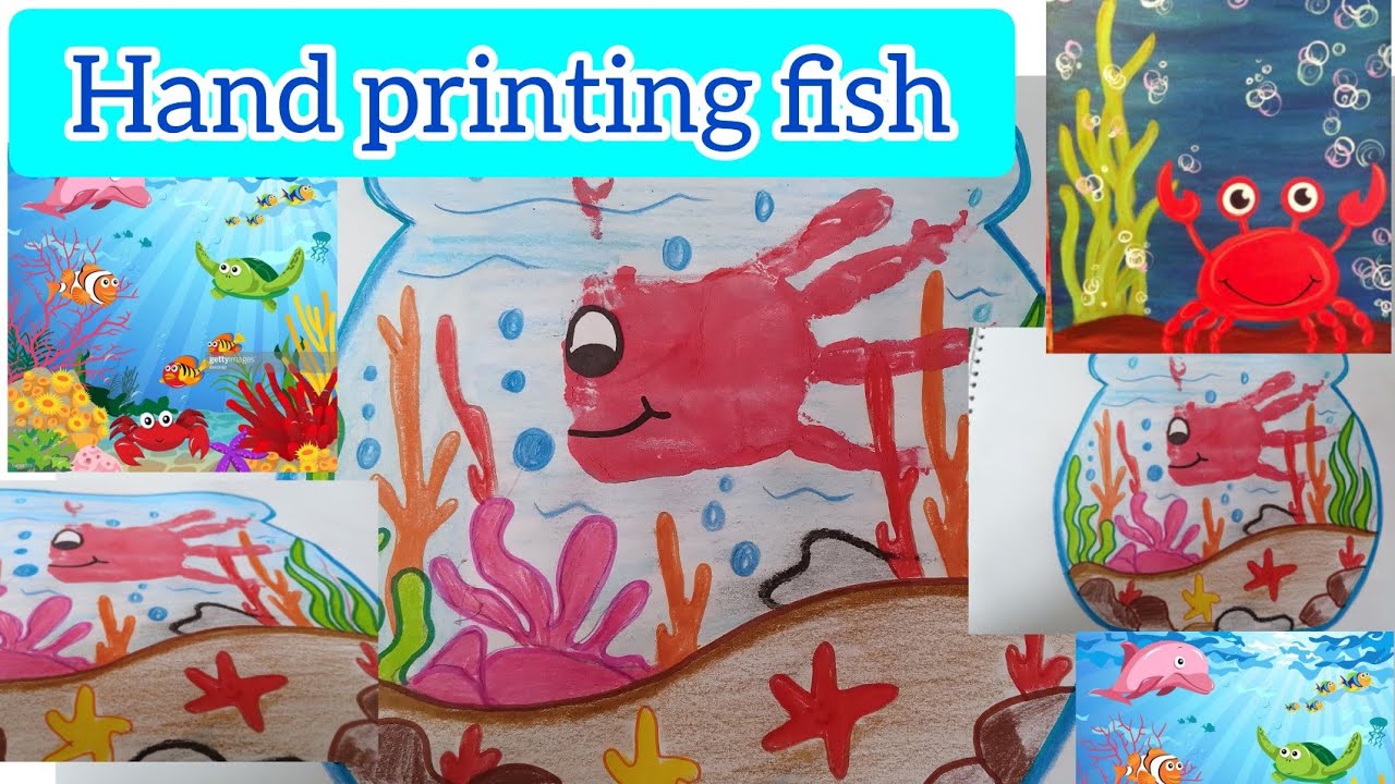 Hand printing fish|fish aquarium drawing|by handmade art and carft ...