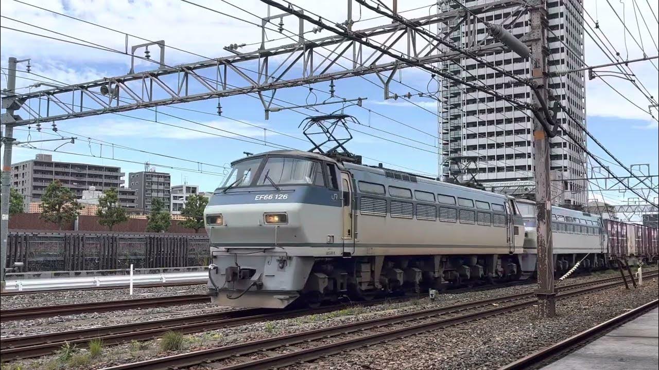 EF66 126号機[吹]+EF66 129号機[吹]牽引 高速貨物列車 - YouTube