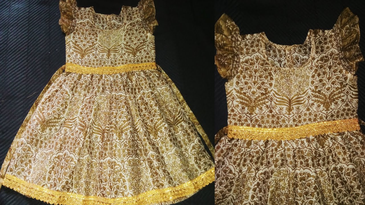 A beautiful Baby frock design, print fabric with lace combination 🤍# ...
