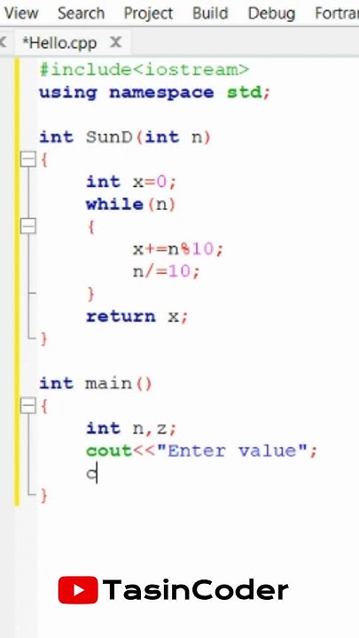C Function To Calculate Sum Of Digits Tasincoder Coding Youtube