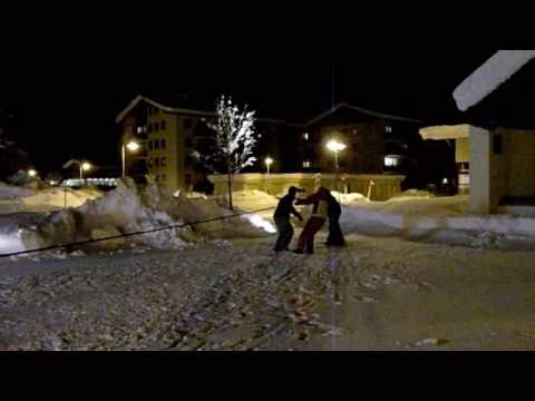 Skimboard + Bungee Rope + Snow = Great Fun - YouTube