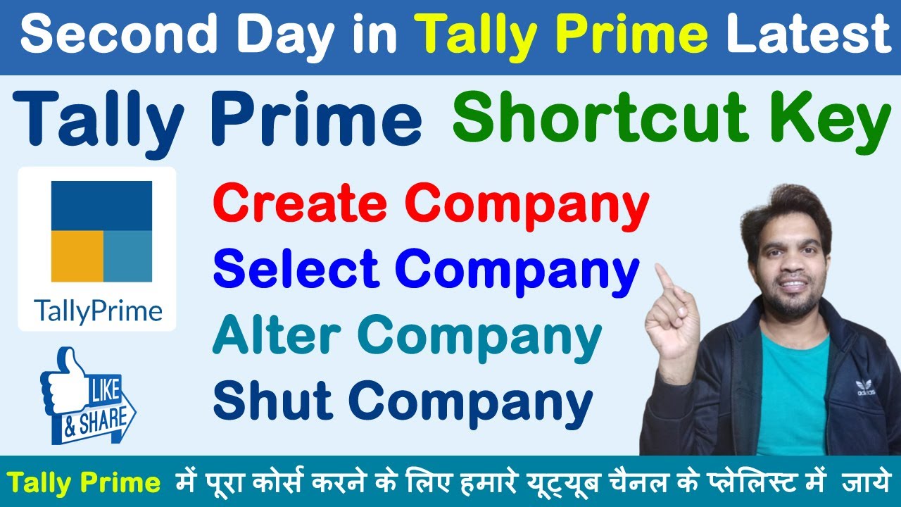 Tally Prime, Keyboard Shortcut, Create Company, Select Company, Alter ...