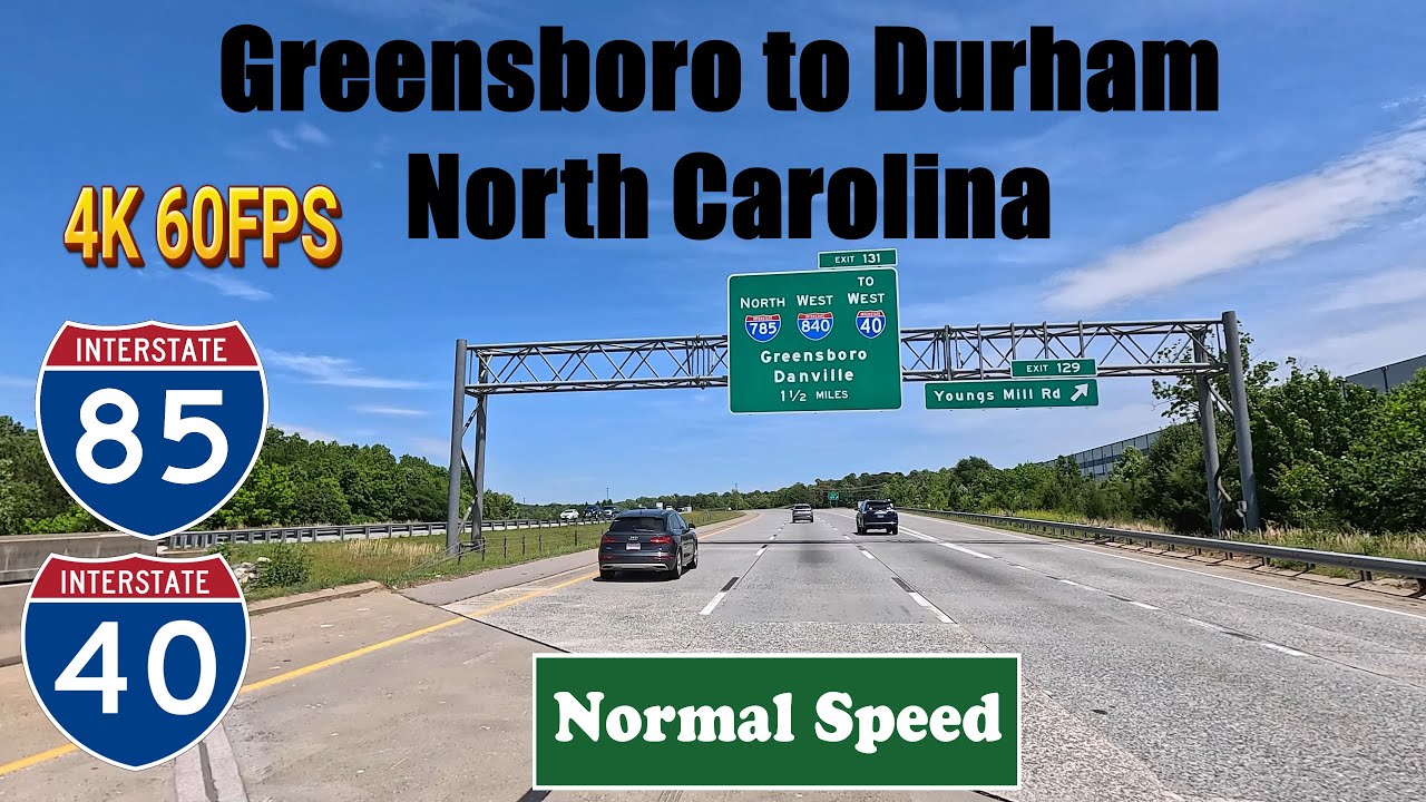 4K Greensboro to Durham. North Carolina I 85 North Interstate 85 North ...