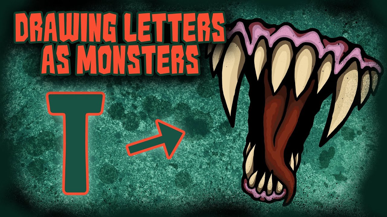 Drawing Quick Monster Mouth With Fangs | Letters As Monsters #05 - YouTube