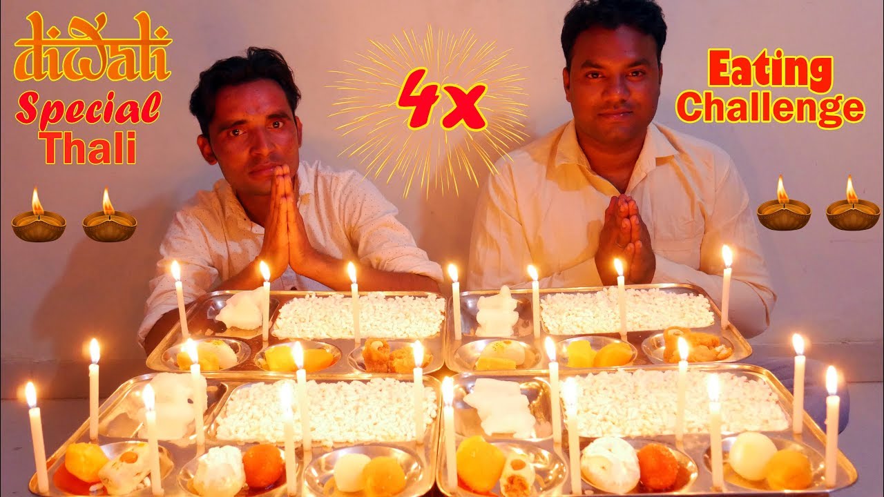 Diwali Special Sweets Thali Eating Challenge | 4x Deepawali Mithai ...