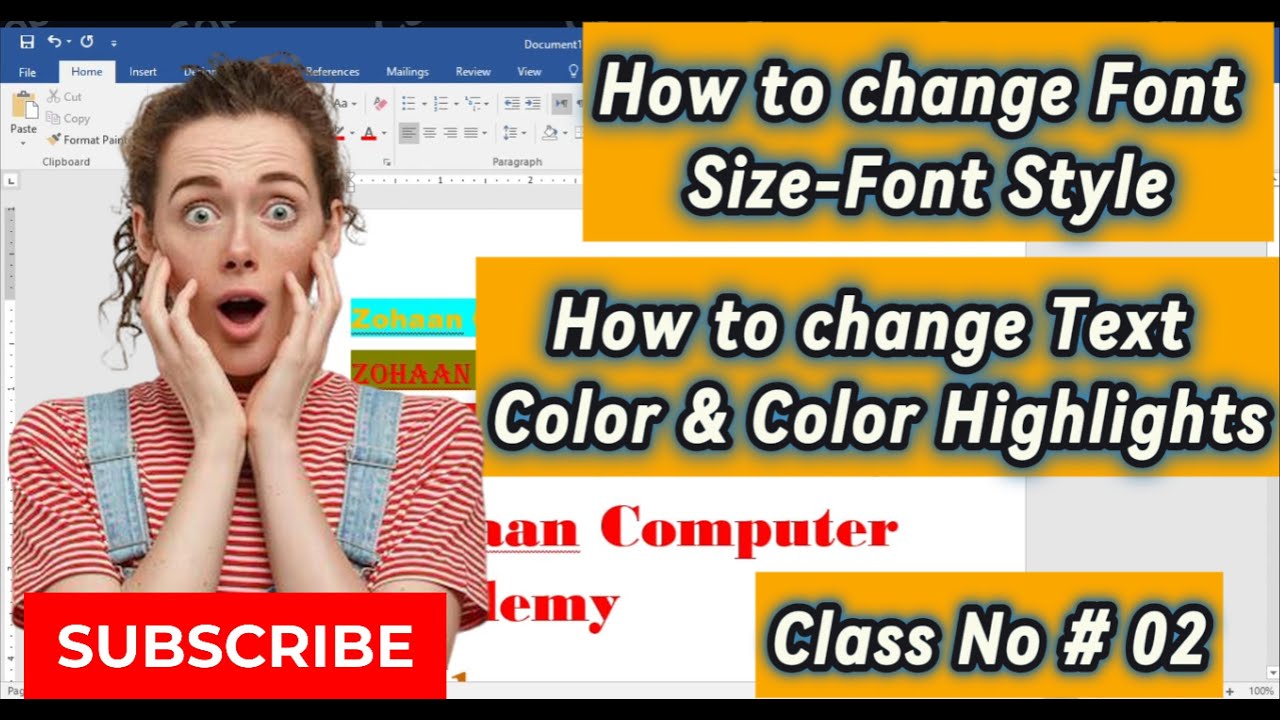 HOW TO CHANGE FONT SIZE FONT STYLE OR DESIGN IN MS WORD IN URDU ZOHAN ...