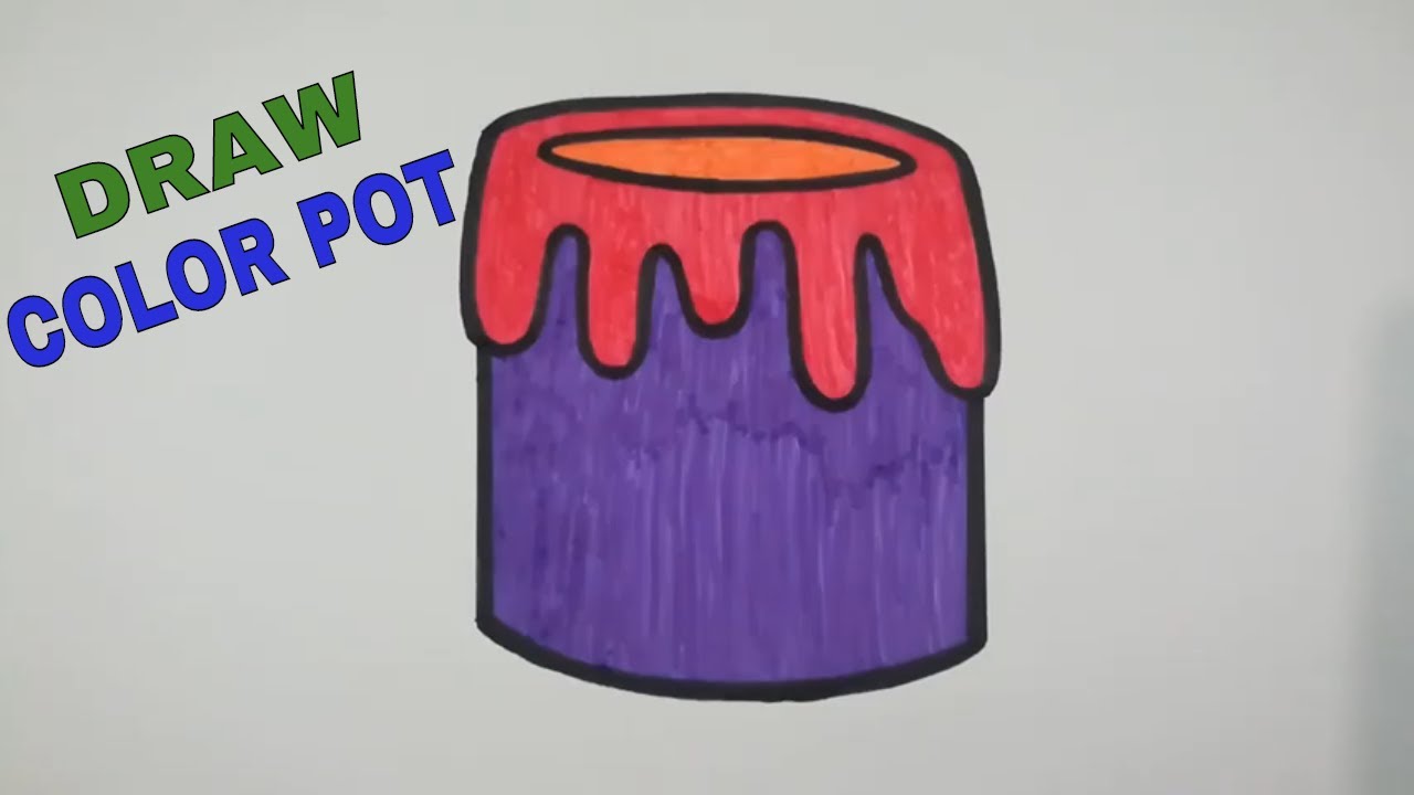 HOW TO DRAW COLOR POT STEP BY STEP l EASY DRAWING - YouTube