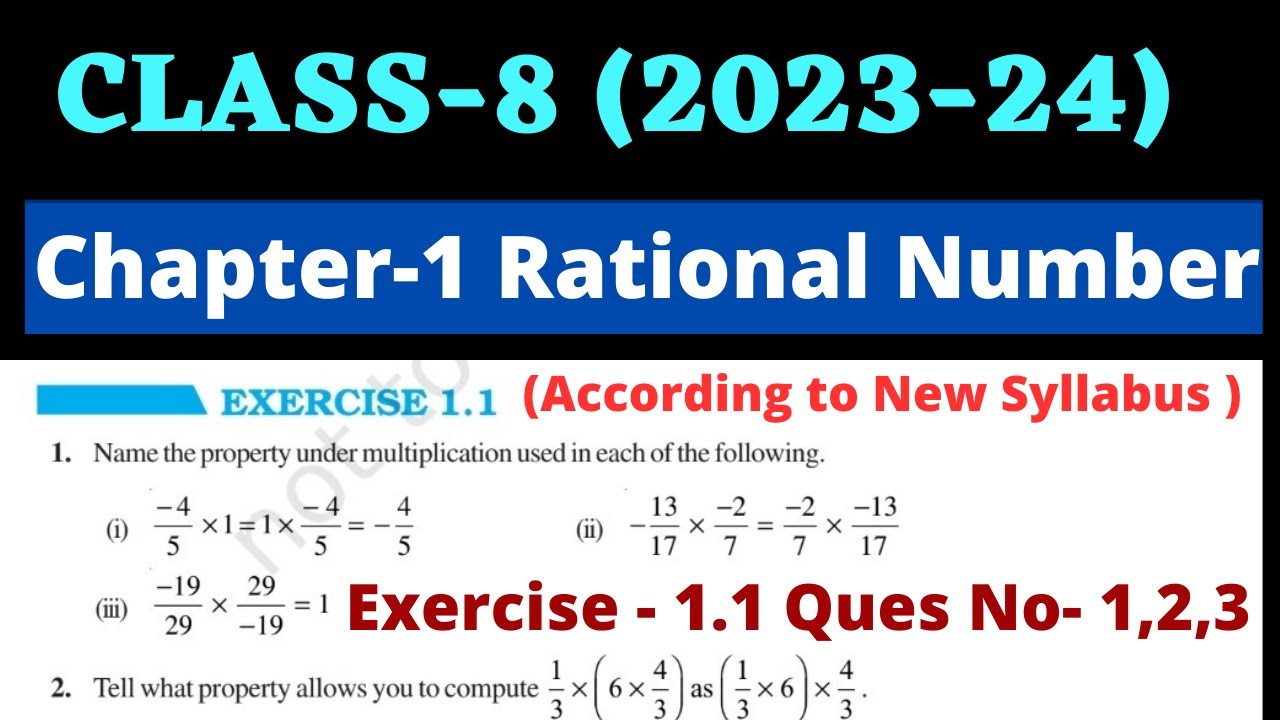 Class 8th Maths Ch-1 Rational Numbers | Exercise 1.1 | Ques -1,2,3 ...