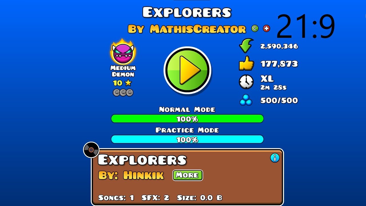 Geometry Dash - Explorers by MathisCreator 100% Complete (Ultra-Wide ...