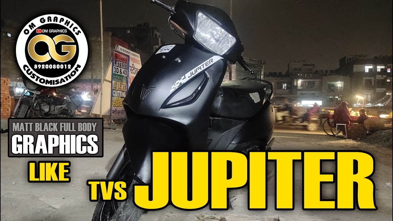 TVS Jupiter All Matt Black Graphics - YouTube