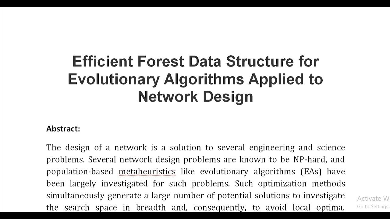 Efficient Forest Data Structure for Evolutionary Algorithms Applied to ...