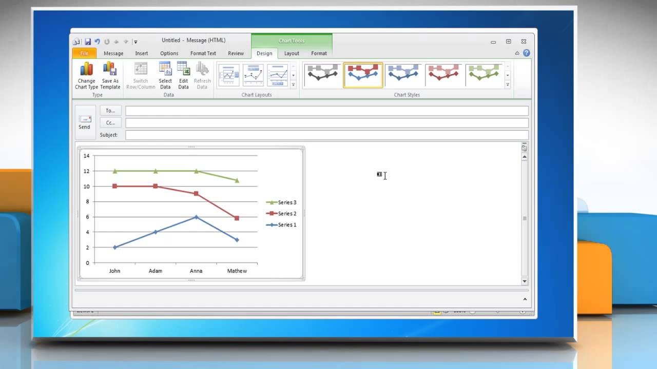How to make a line graph in Outlook 2010 - YouTube