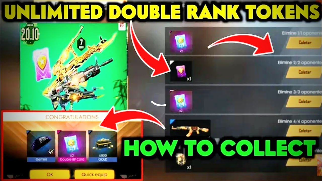 how to get unlimited double rank card tokens in free fire ll free fire ...
