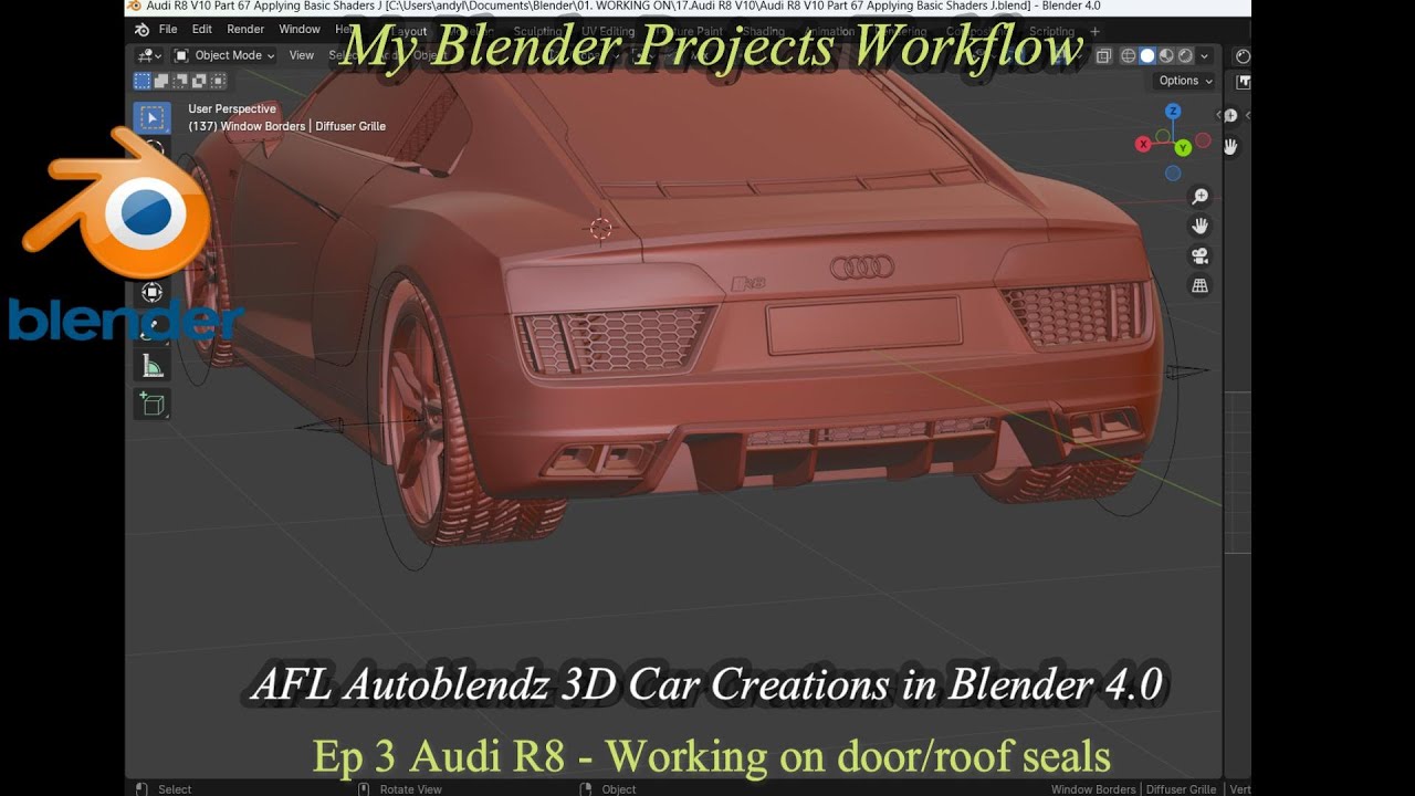 My Blender Car Projects Workflow Ep 3 Working on door/roof seals for ...