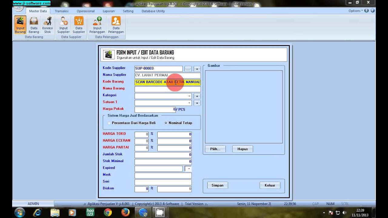 Input data Stok Gudang Kontrol www.ji-software.com - YouTube