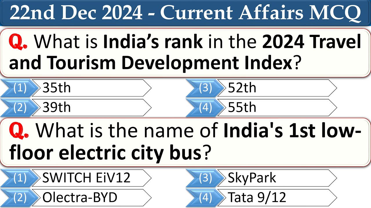 22nd December 2024 || Top 20 Current Affairs MCQ with Explanation in ...