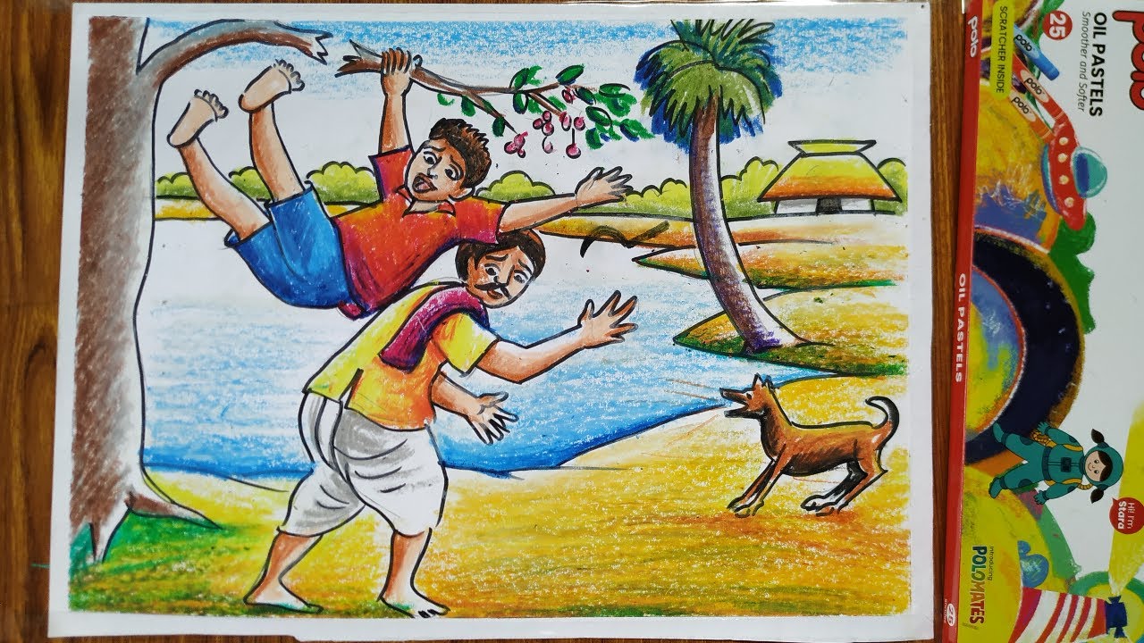 how to draw ' লিচু চোর , বাংলা কবিতা,how to draw lichu chor beagali ...